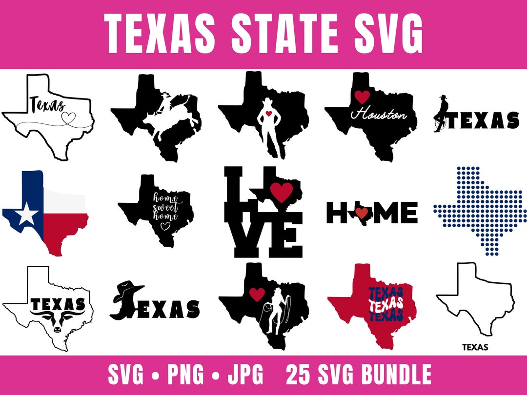 Texas SVG Bundle With State of Texas Svg for Cricut, Texas Outline Svg ...