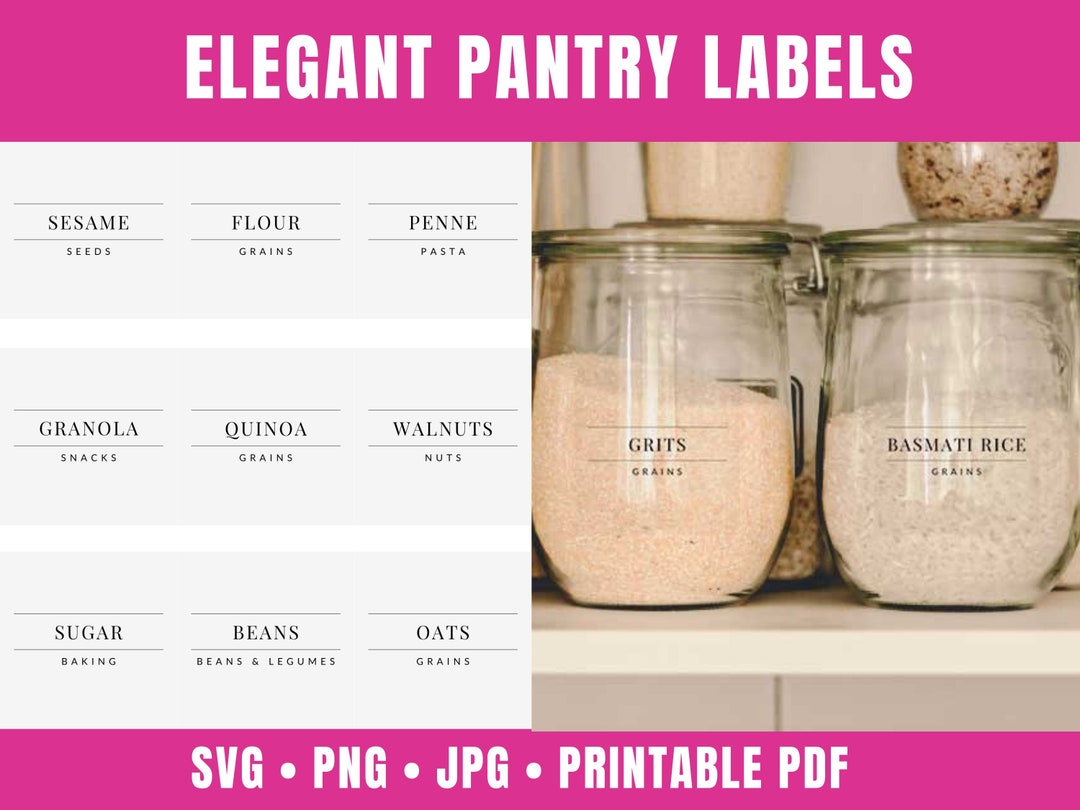 Elegant Pantry Labels Template With 100 Pantry Labels Svg | Printable ...