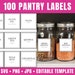 Printable Pantry Labels Template With 100 Square Labels for Pantry ...