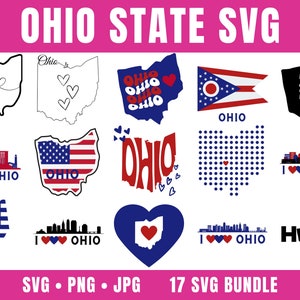 Ohio State SVG Bundle With State of Ohio Svg for Cricut, I Love Ohio ...