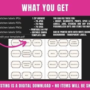 Vintage Kitchen Labels Template With 70 Antique Pantry Labels and Retro ...