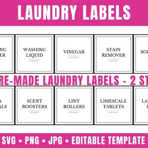 Laundry Labels Template With 50 Laundry SVG Labels | Printable and ...