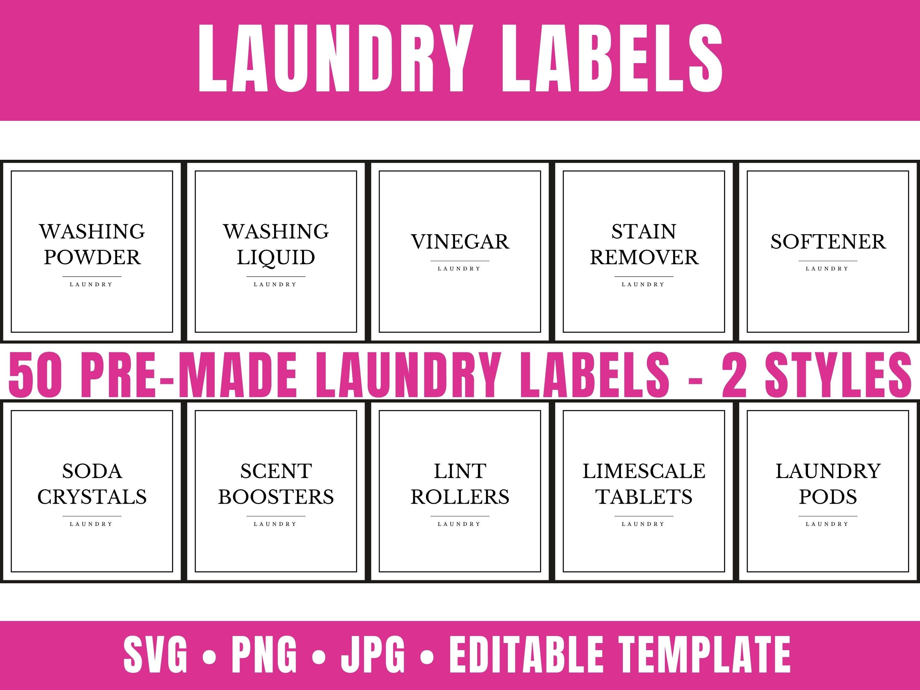 Laundry Labels Template With 50 Laundry SVG Labels | Printable and ...