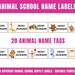 School Name Labels With Animal SVG Name Tags for Cricut - Etsy