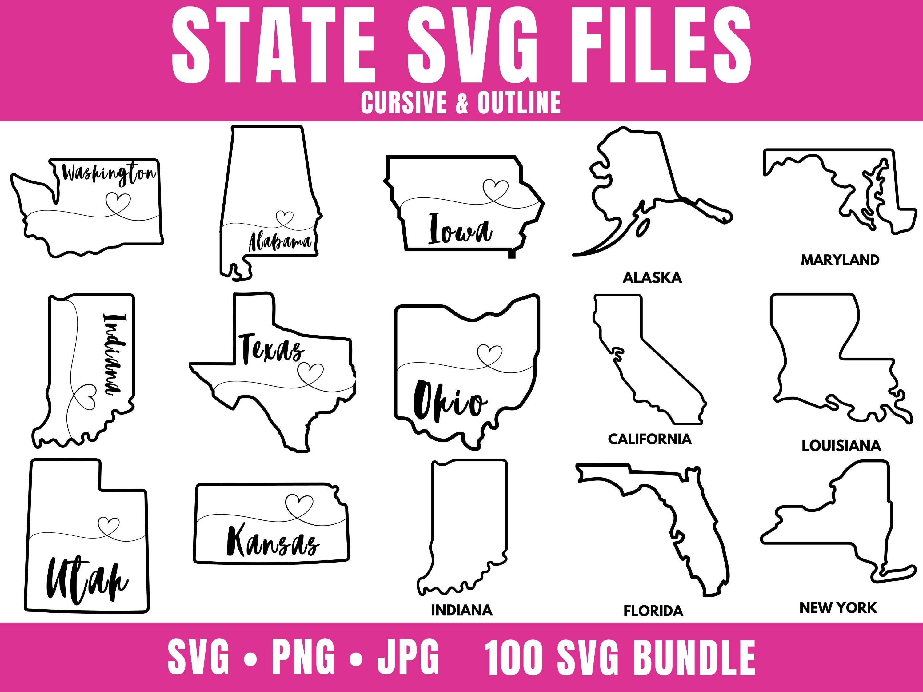 State SVG Files Bundle, State Svg for Cricut, State Outline Svg, State ...