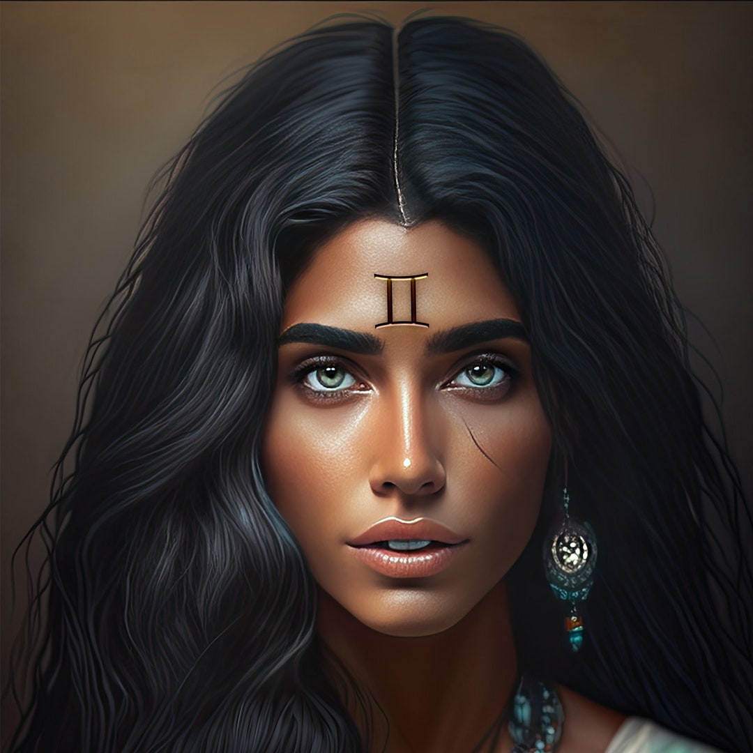 Zodiac Sign Wall Art Gemini Indian Girl Golden Zodiac - Etsy