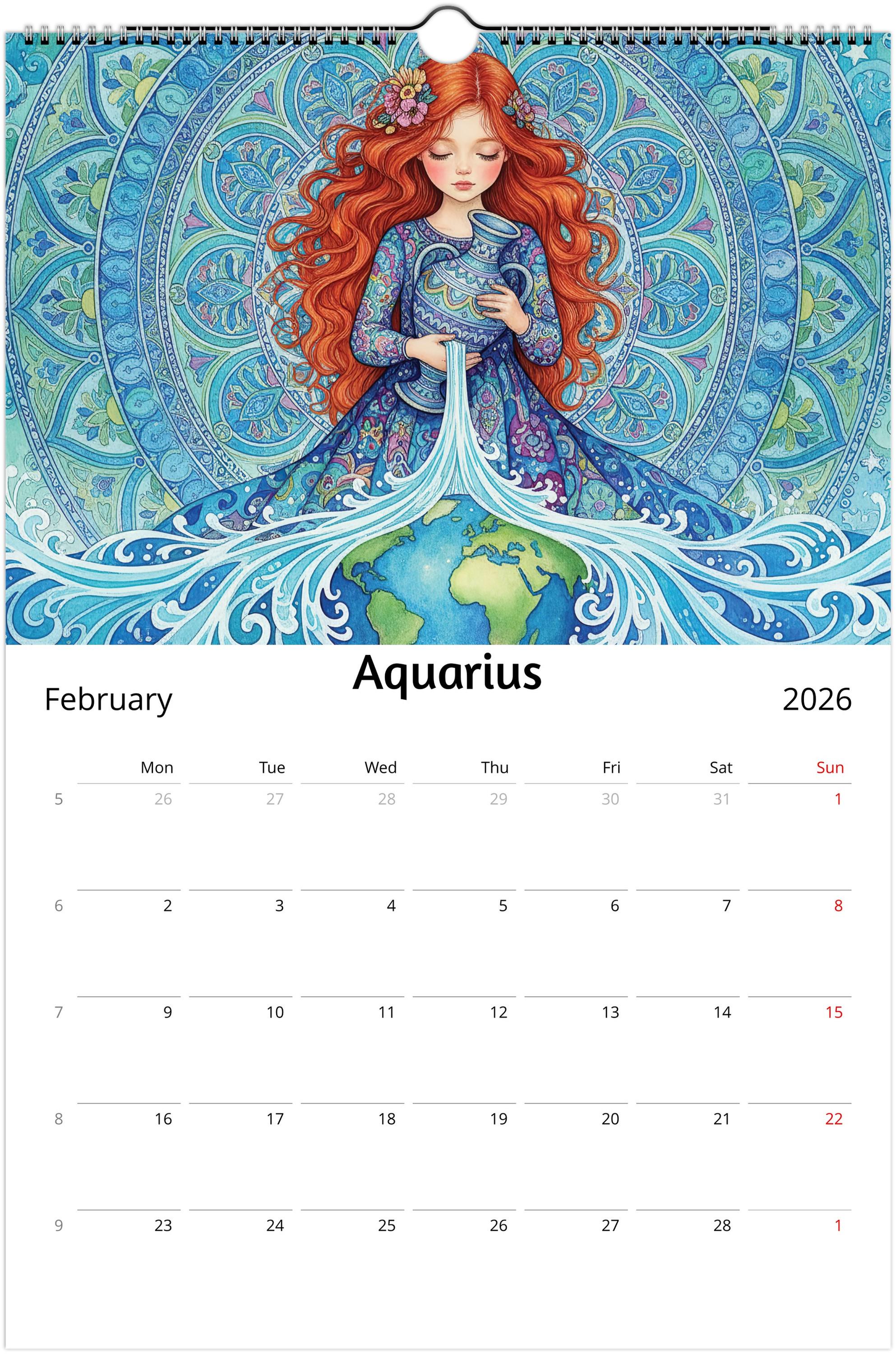 Wall Calendar 2026 (ledger Size) - Zodiac Edition - Etsy