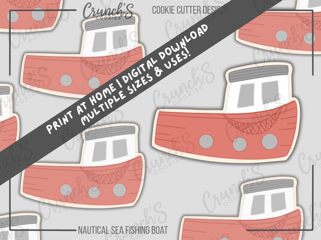 Fishing Boat Cookie Cutter Template | Digital STL and PNG Files for 3D ...
