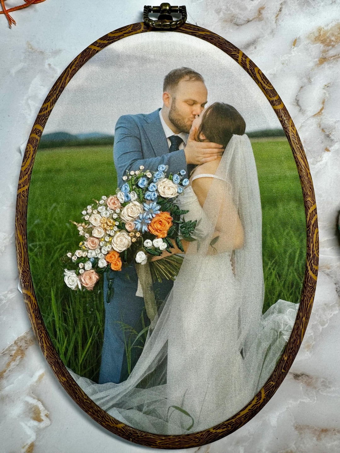Custom Embroidered Photo Hoop, Embroidery Picture, Wedding Bouquet ...