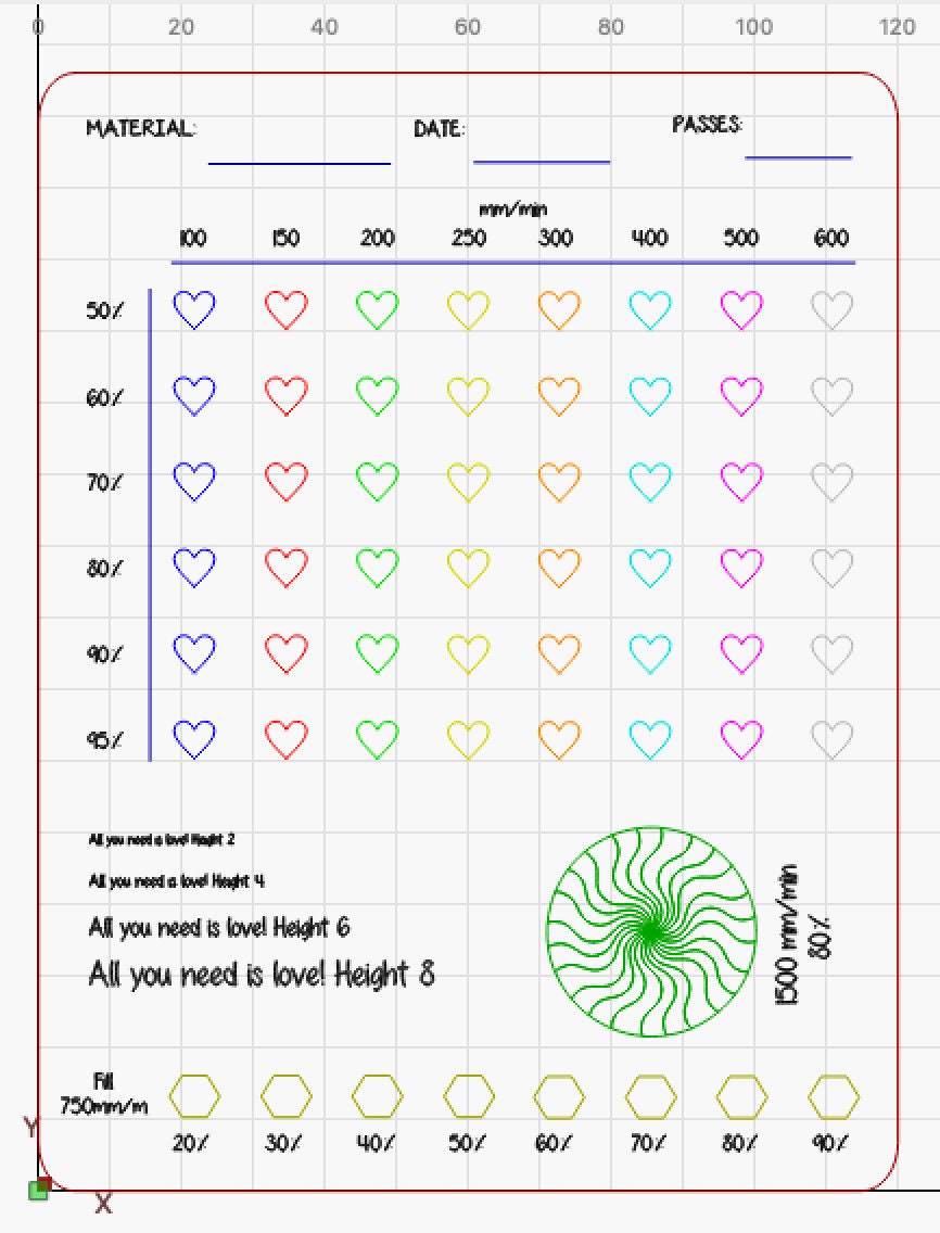 Laser Test Card With Heart Optimize Your Laser Projects With Our Laser ...