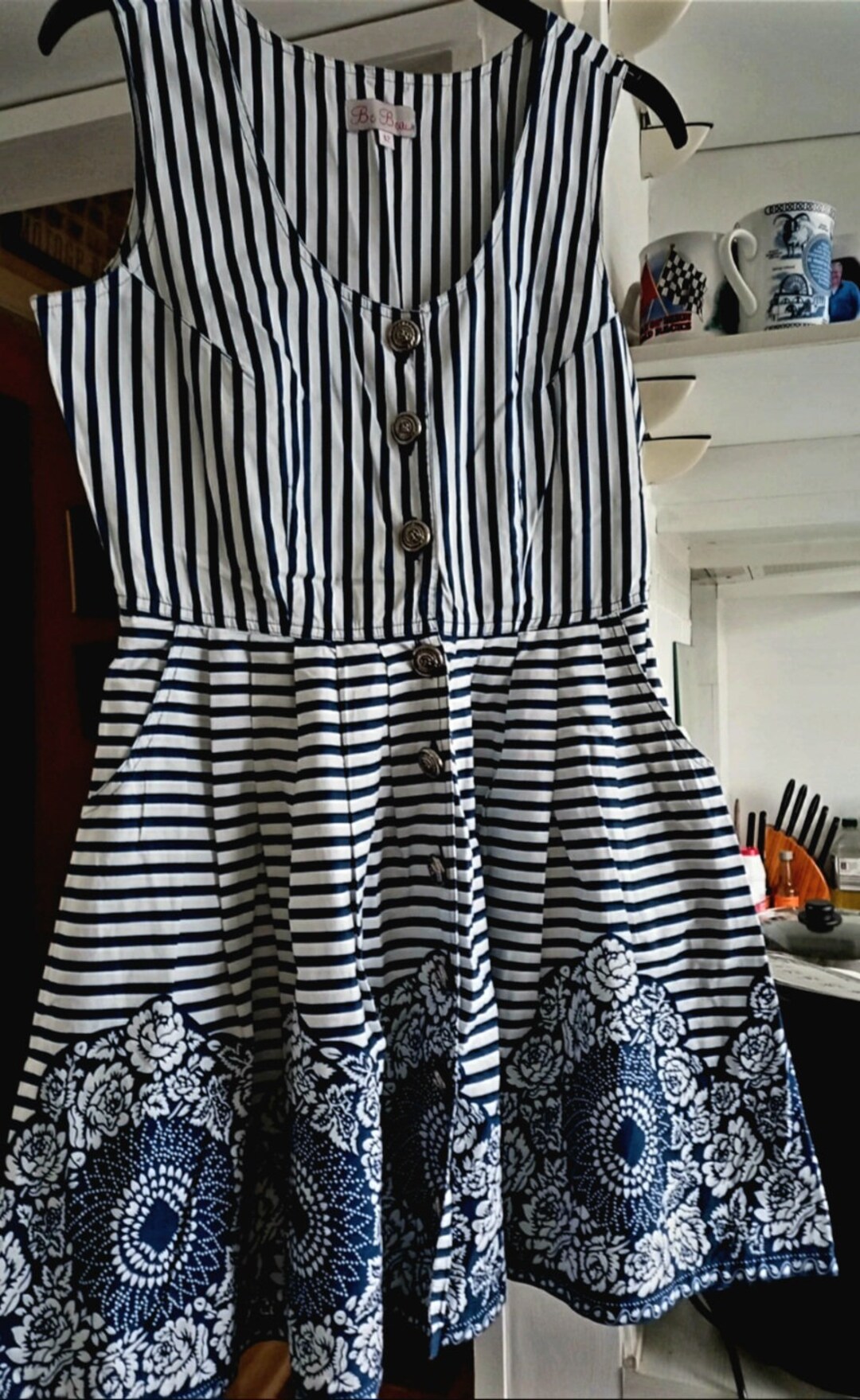 Vintage Be Beau Summer Dress With Metal Buttons and Pockets Striped ...