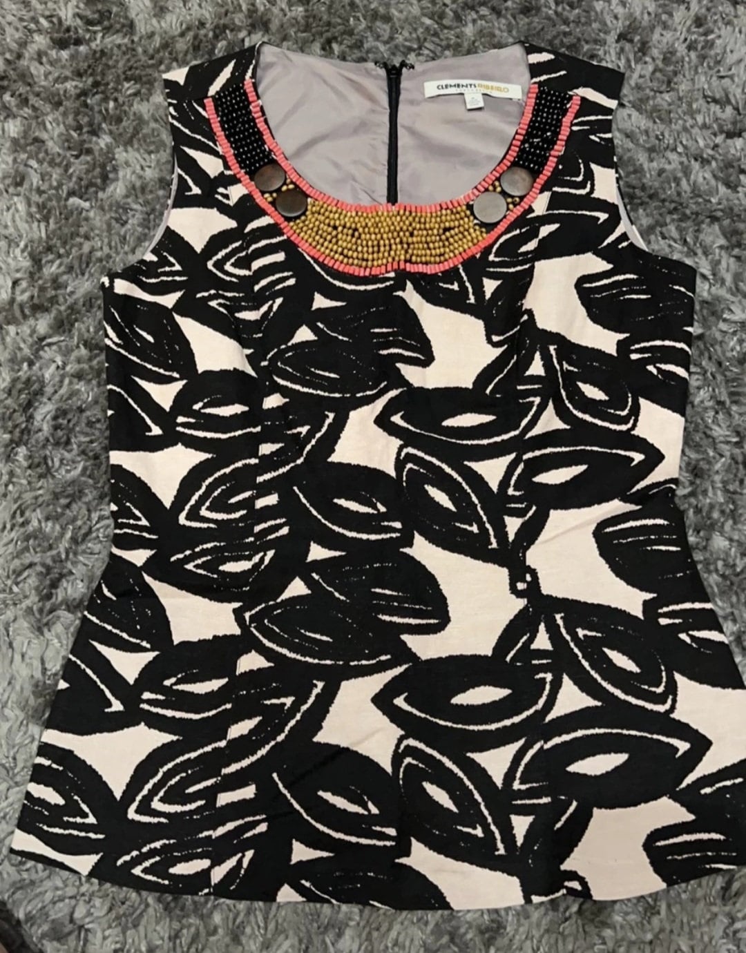 Clements Ribeiro Black and White Beaded Top Size M UK 10 - Etsy