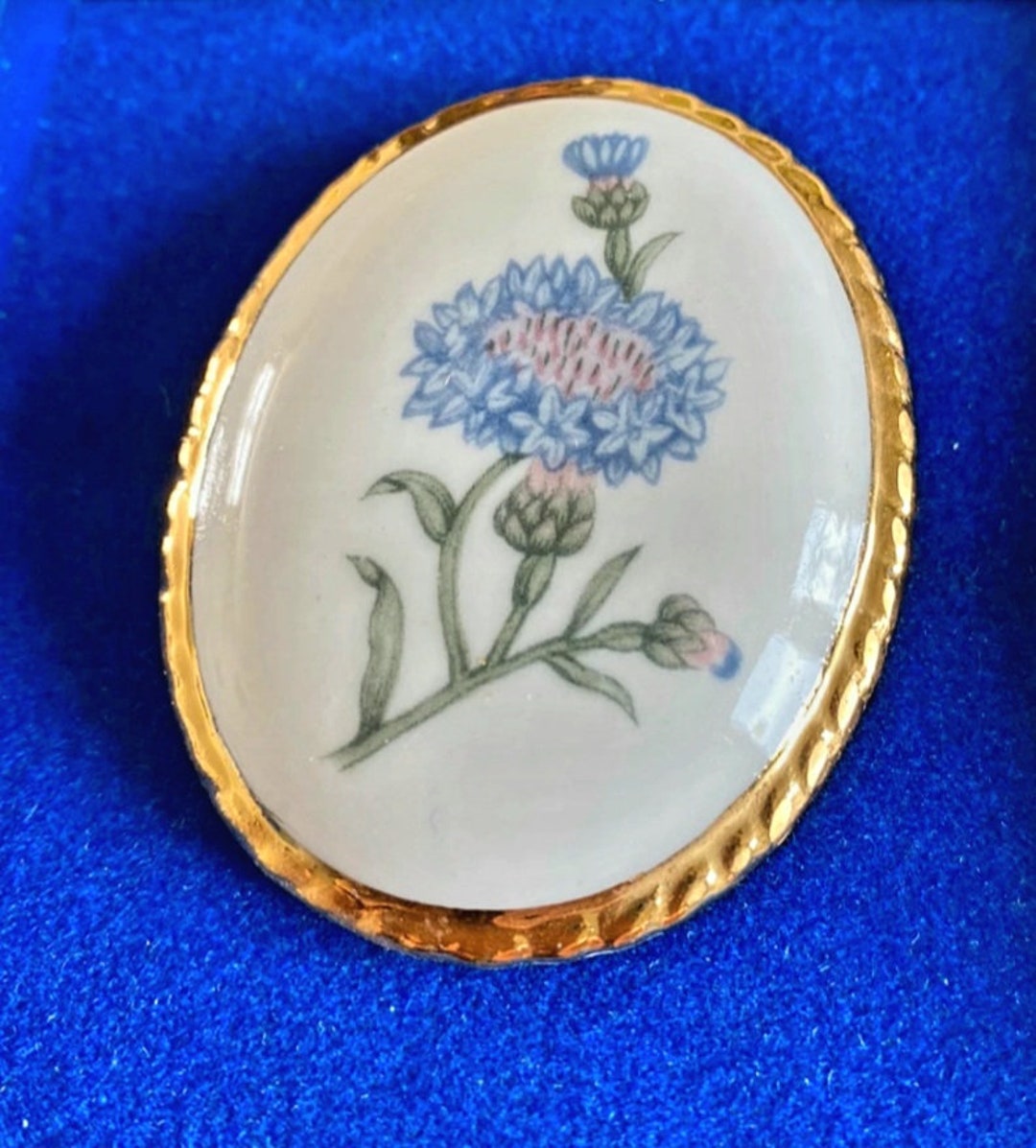 Aynsley Fine Bone China Cornflower Pattern Handpainted Brooch - Etsy