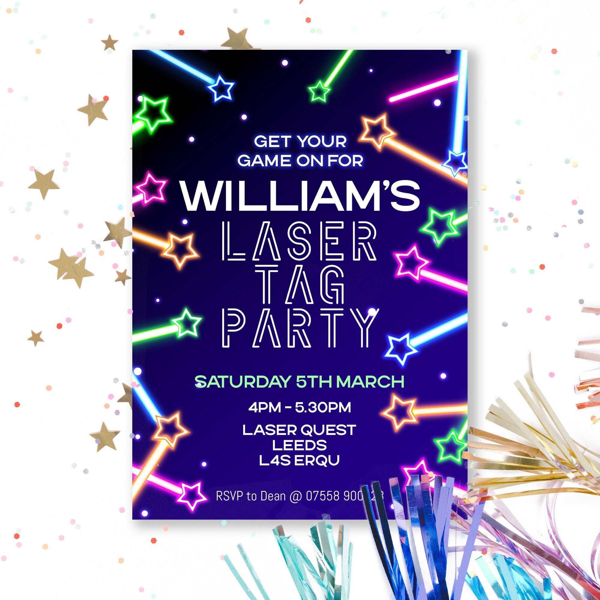 Laser Quest Birthday Party Invitation Template Templett File Design ...