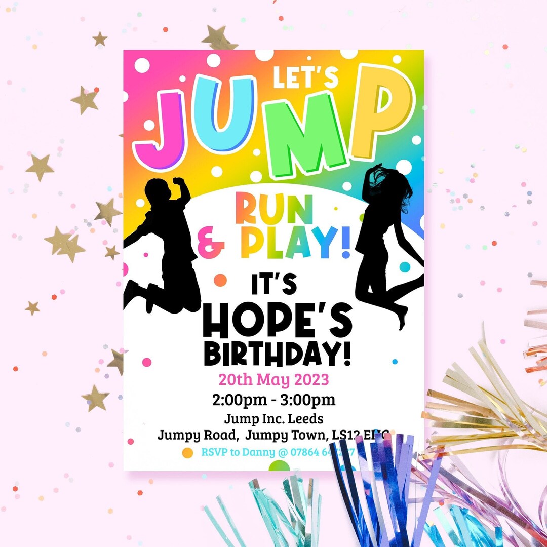 Trampolining Birthday Party Invitation Template - Templett File ...