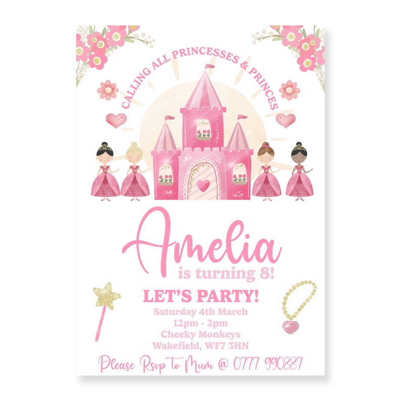 Princess Birthday Party Invitation Template Templett File Design Your ...