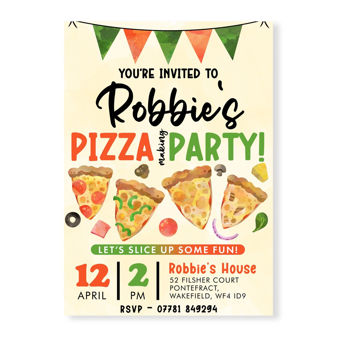Kids Birthday Pizza Party Invitation Template Cooking Party Templett ...