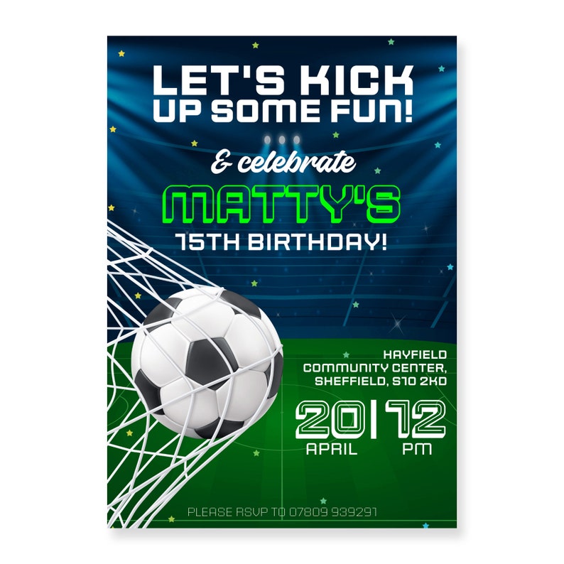 Kids Football Birthday Party Invitation Template Boys Party Soccer ...