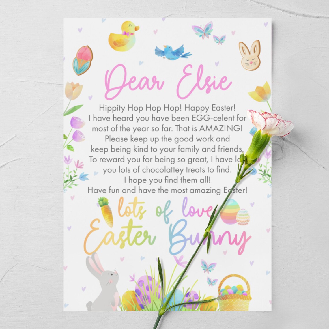 Easter Bunny Letter Template Personalised Templett File Design Your Own ...