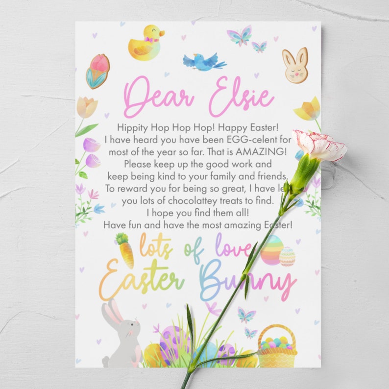 Easter Bunny Letter Template Personalised Templett File Design Your Own ...