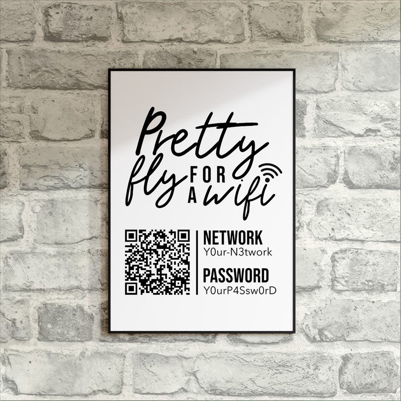 Digital Download Custom Wifi QR Code Print Pretty Fly for - Etsy