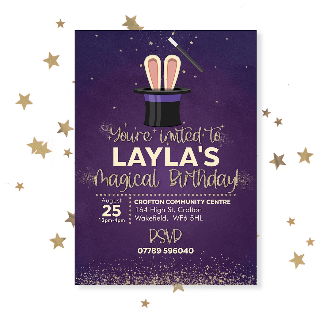 Kids Magic Birthday Party Invitation Template - Templett File ...