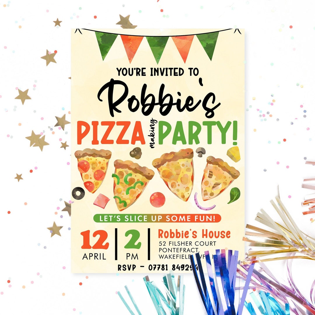 Kids Birthday Pizza Party Invitation Template Cooking Party Templett ...