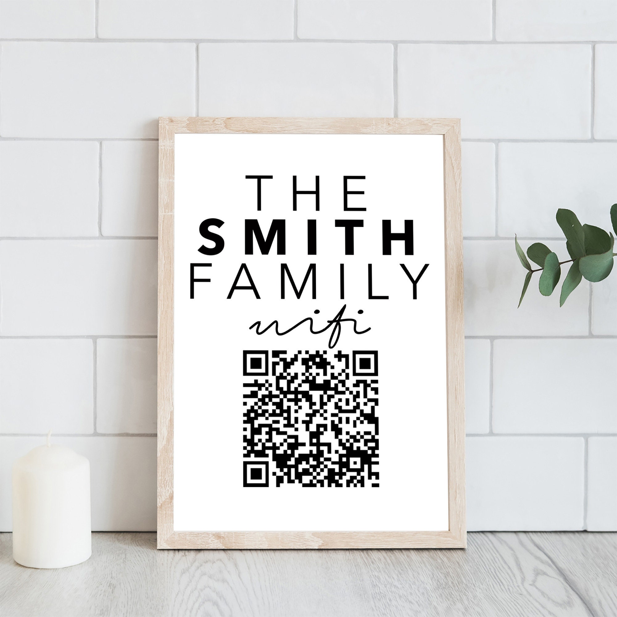 Digital Download Custom Wifi QR Code Print Surname Family PDF Print ...