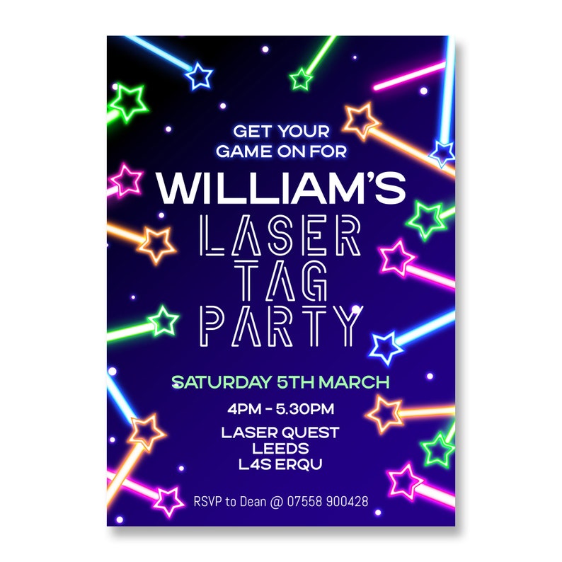 Laser Quest Birthday Party Invitation Template Templett File Design ...