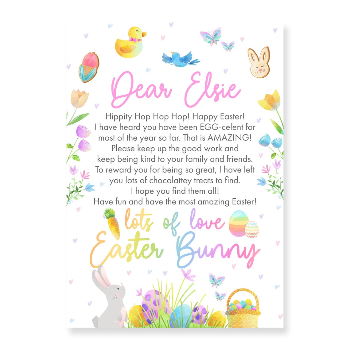 Easter Bunny Letter Template Personalised Templett File Design Your Own ...
