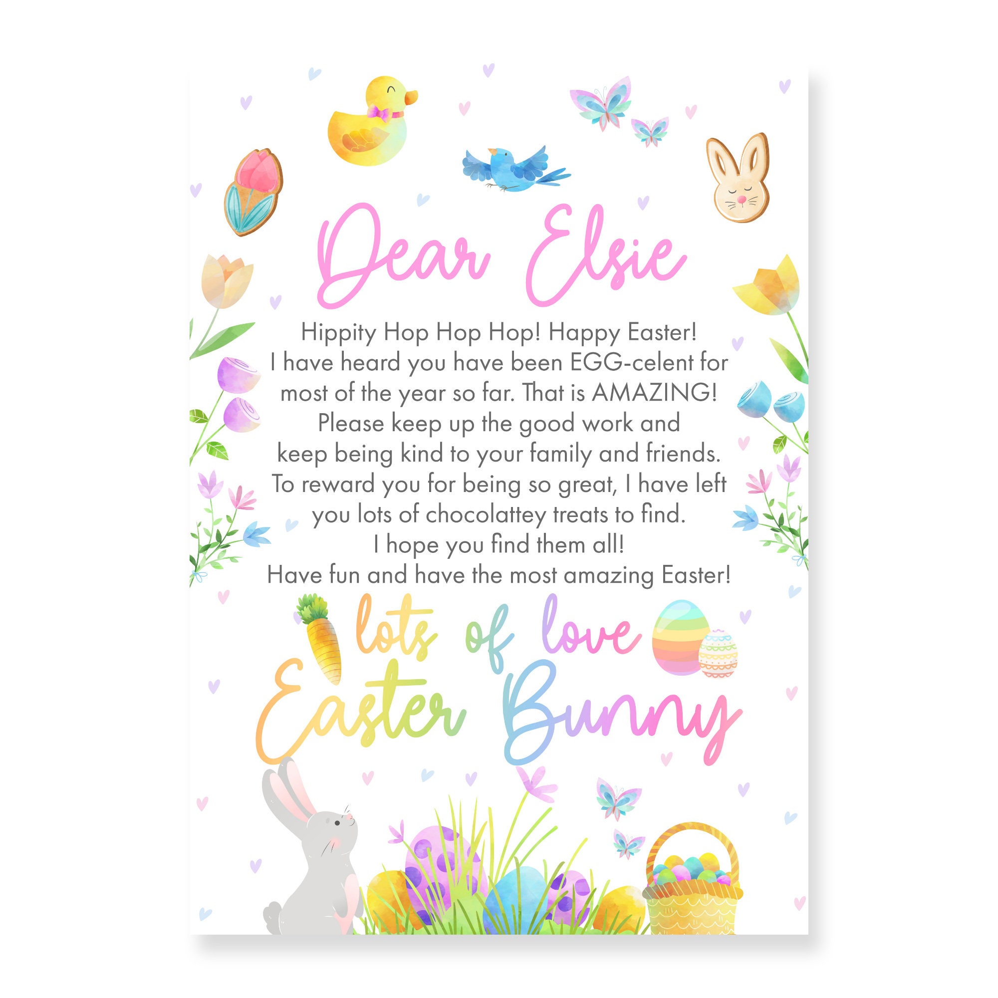 Easter Bunny Letter Template Personalised Templett File Design Your Own ...