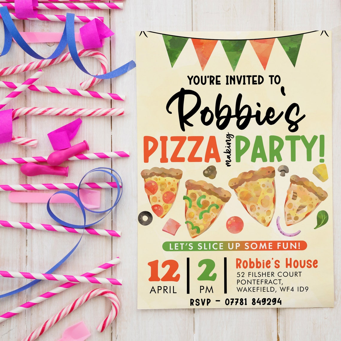 Kids Birthday Pizza Party Invitation Template Cooking Party Templett ...
