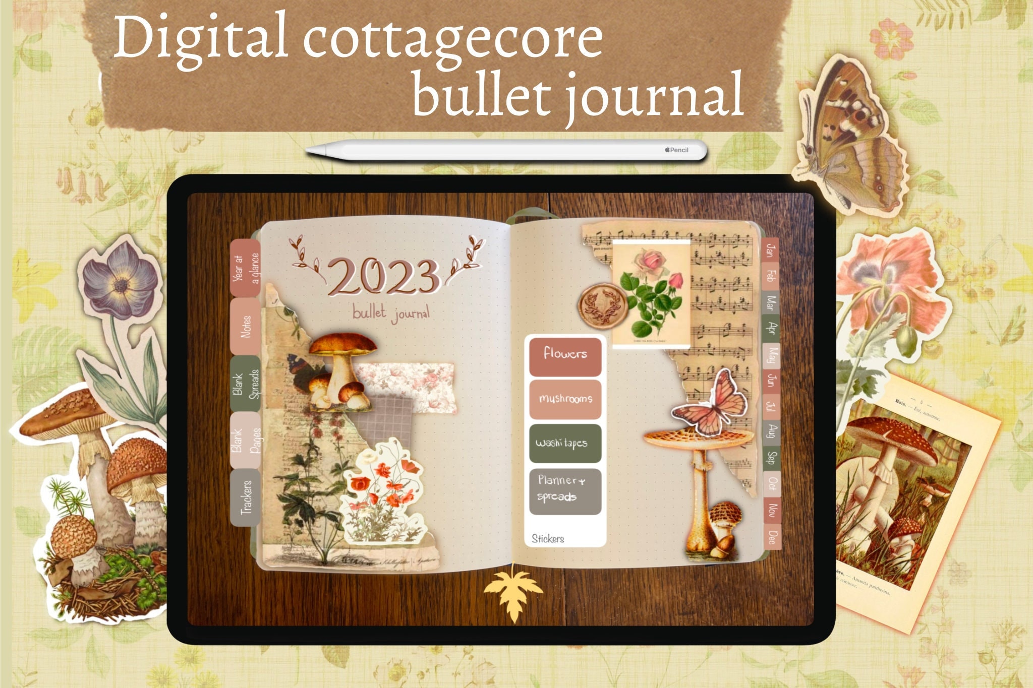 2023 Digital Bullet Journal Cottagecore, Goodnotes Planner, Digital ...