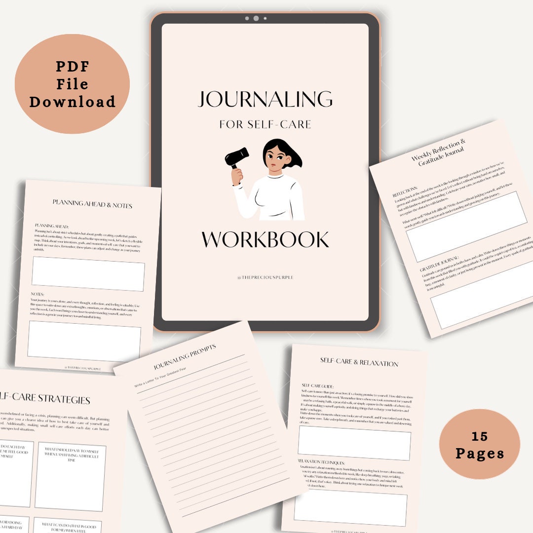Self Care Workbook, Self Care Planner, Selfcare and Self Love Journal ...