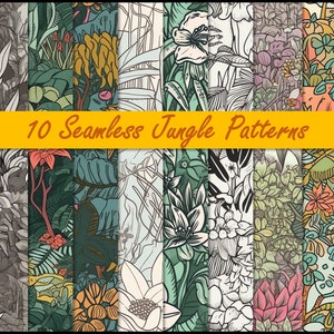 10 Repeatable Jungle Patterns - Seamless Digital Download for Wallpaper ...