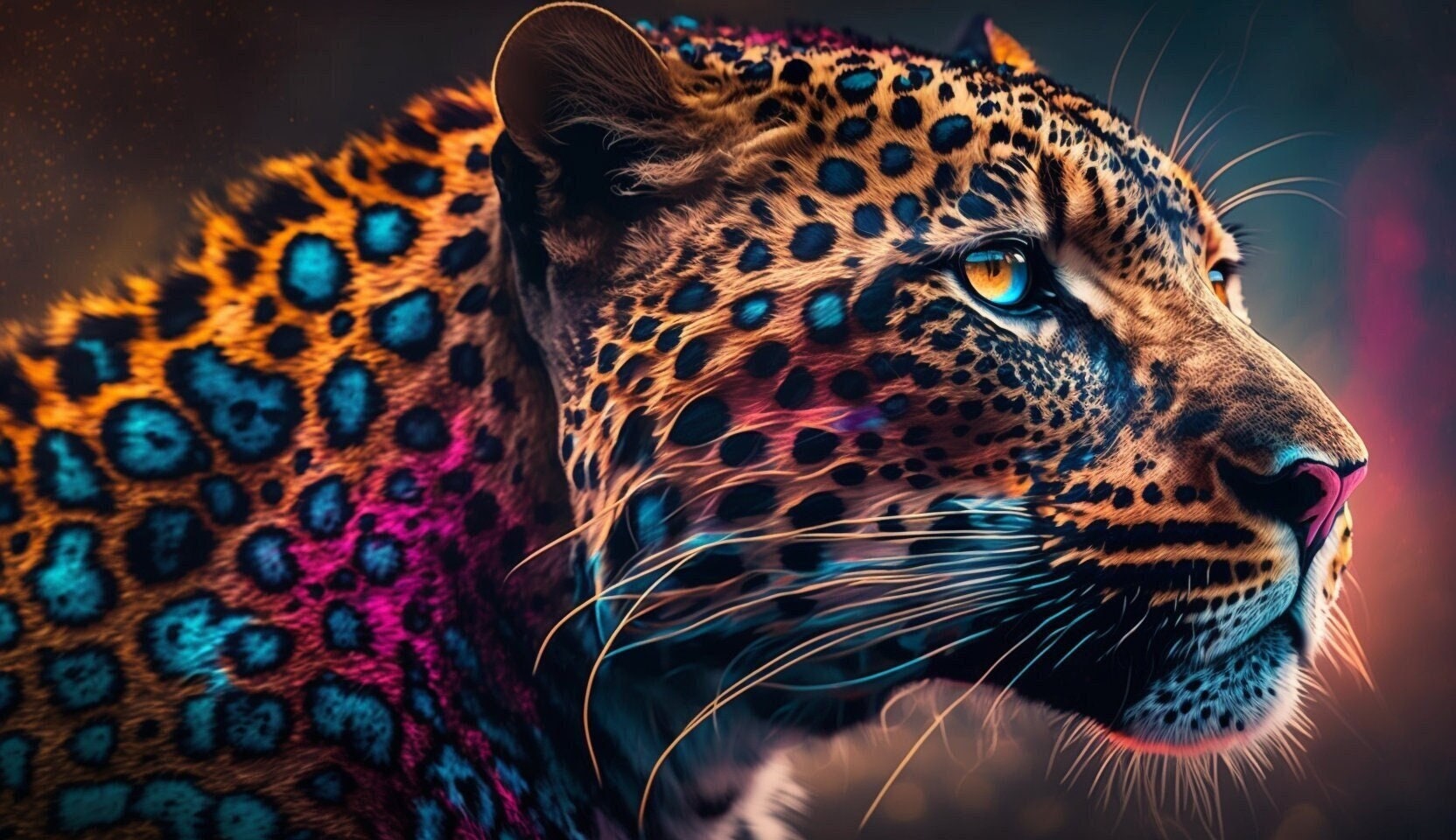 5x Colourful Leopard Digital Art Print Wall Art AI - Etsy