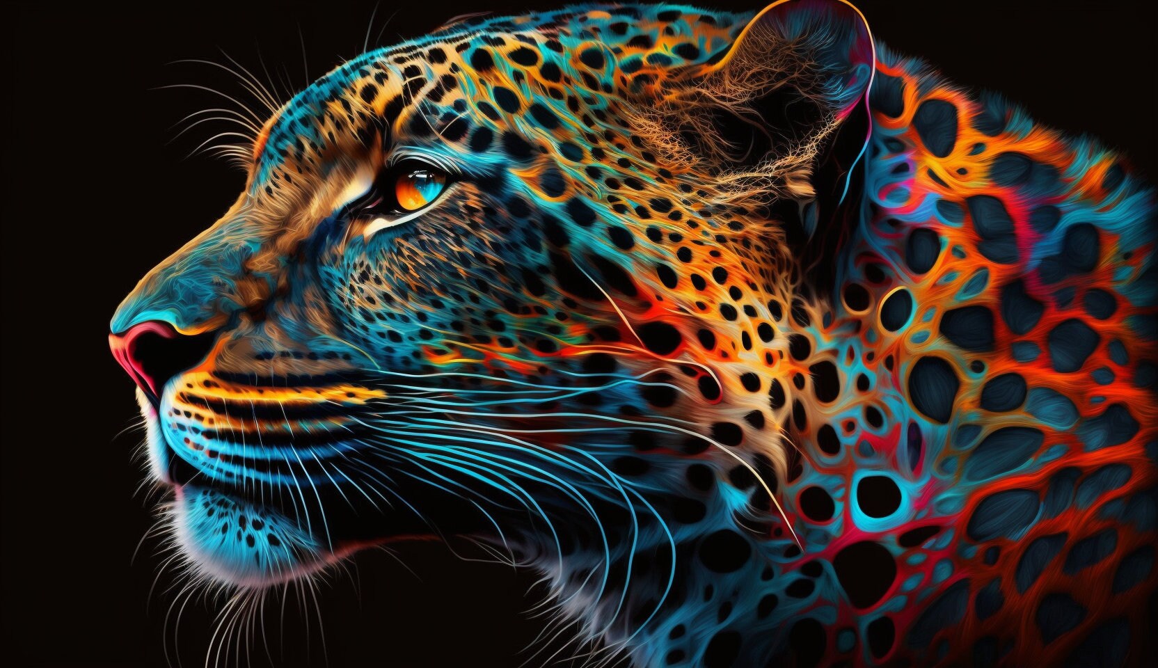 5x Colourful Leopard Digital Art Print Wall Art AI - Etsy