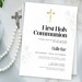 Editable First Holy Communion Invitation, for Boy or Girl, Minimal 1st ...
