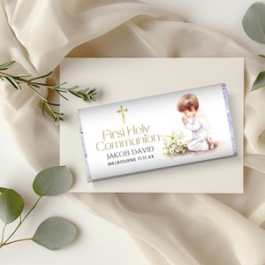 First Communion Candy Bar Wrapper, Hershey Chocolate Bar Label for Boy ...