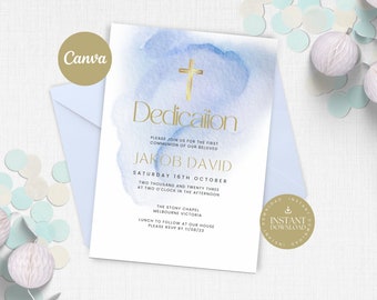 Baby Boy Dedication Invitation Template - Etsy