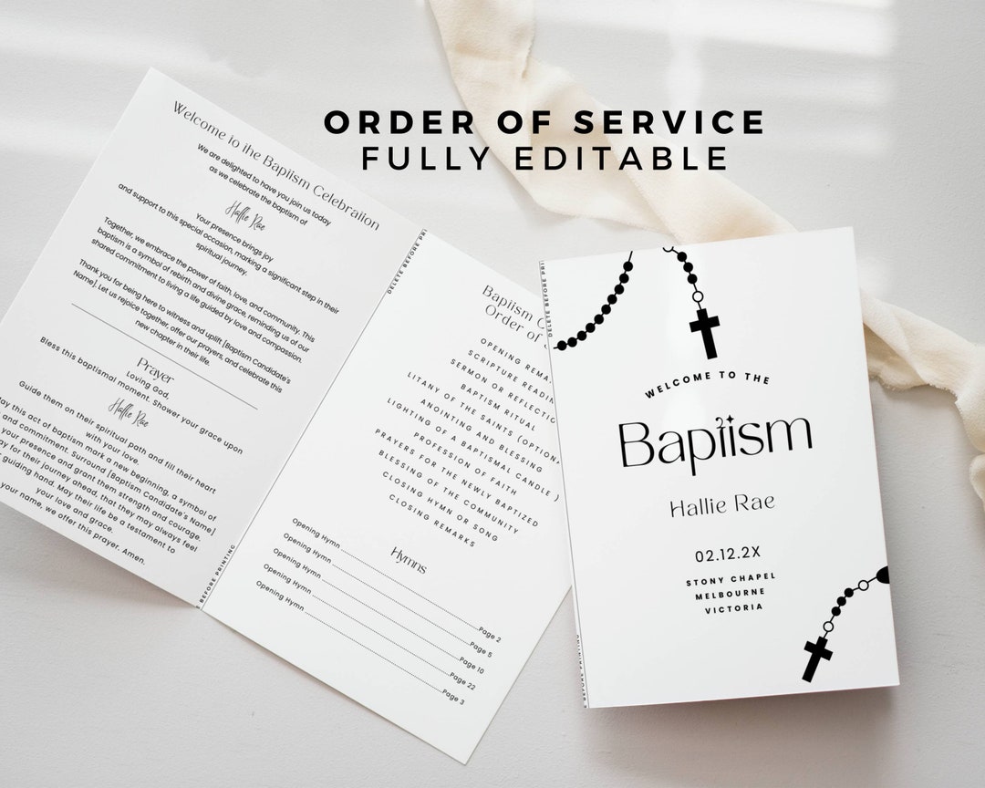 Boy Baptism Program Design, Girl Order of Service, Boy or Girl, Gender ...