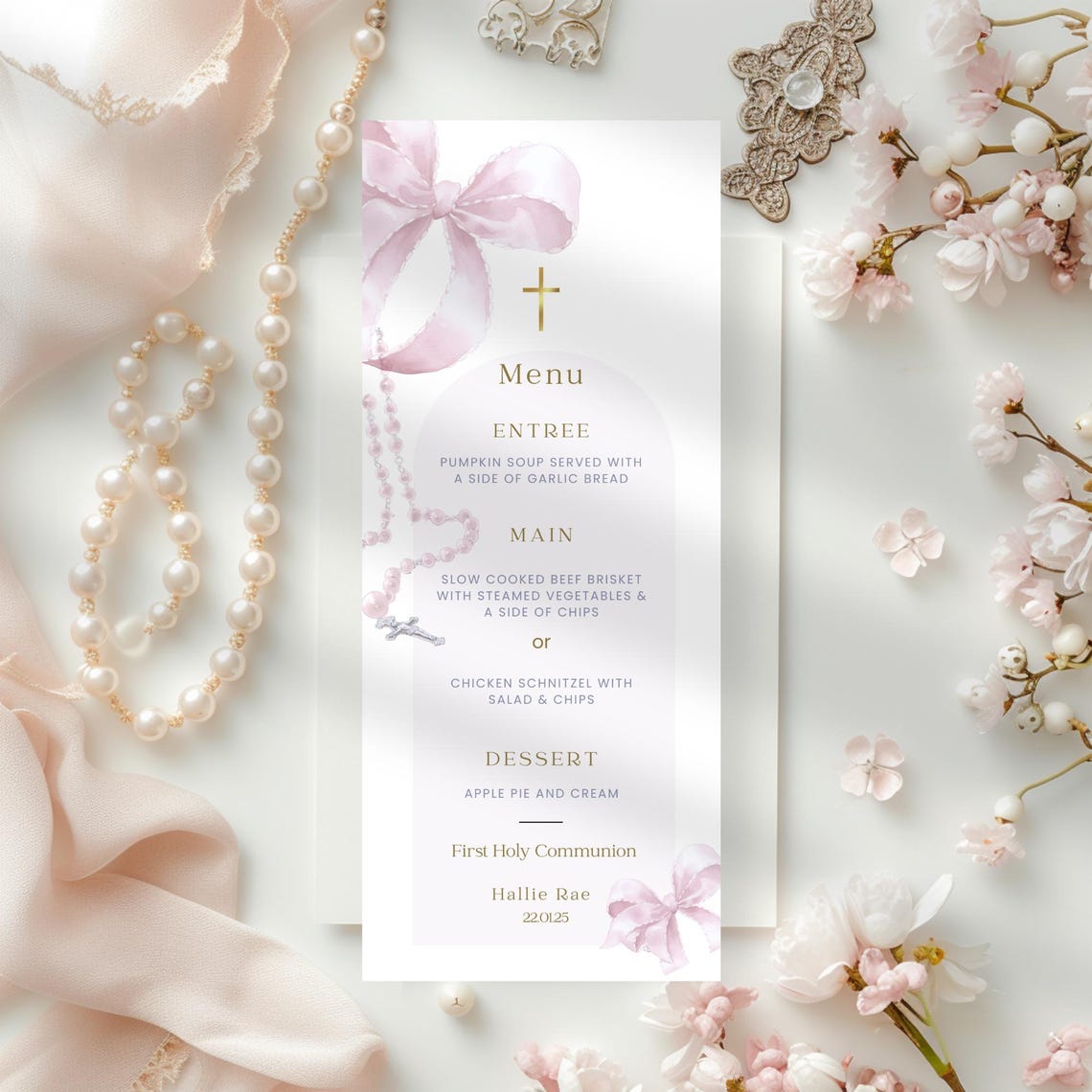 Menu for First Communion, Minimal Baptism or Christening Dinner ...