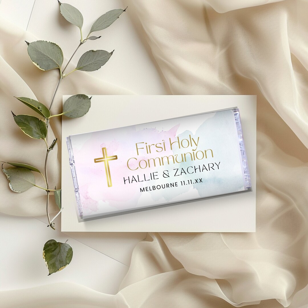 Hershey Bar Wrapper Communion, for Twins, Pink and Blue First Holy ...