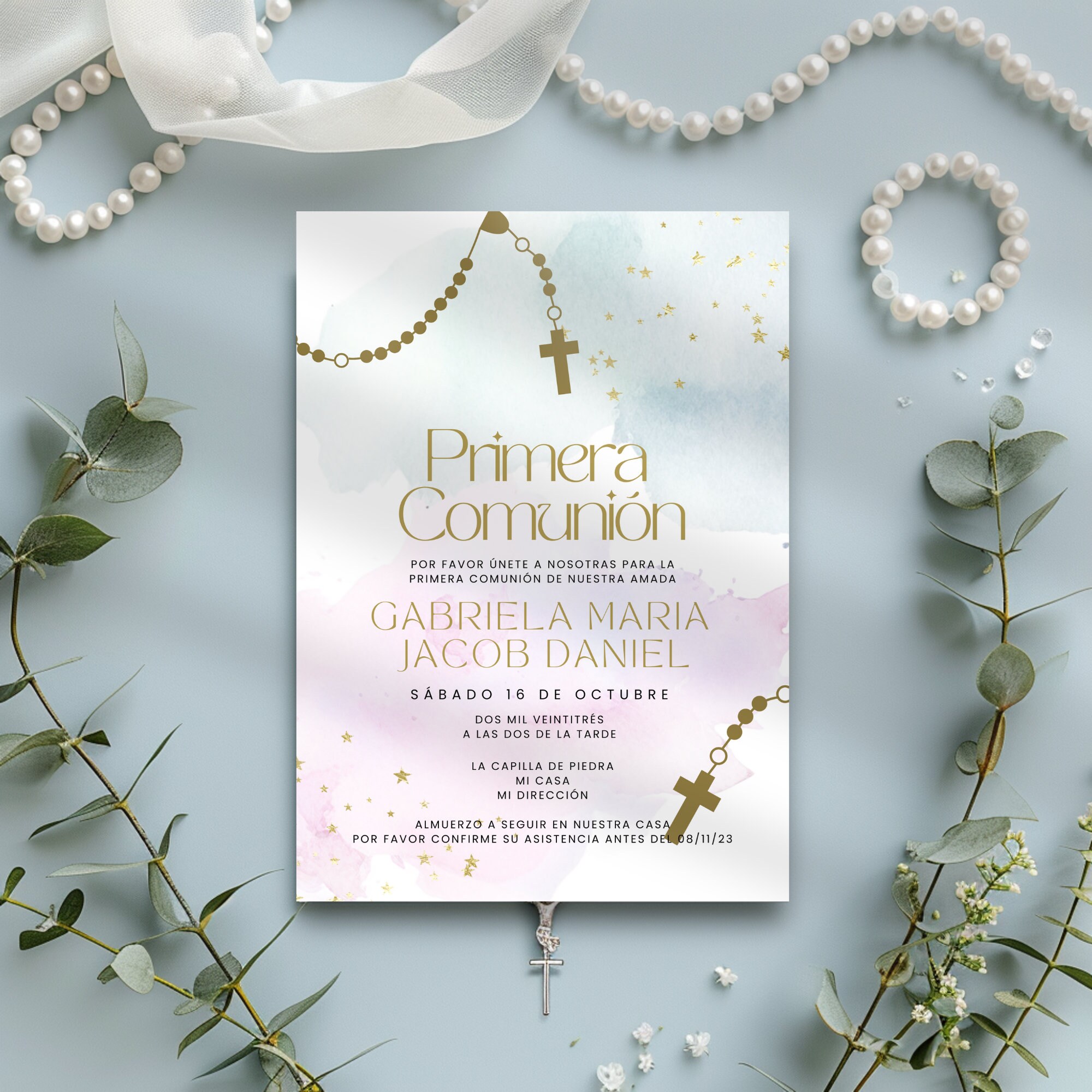 First Holy Communion Invitation Spanish, Siblings, Twins, Mellizas ...