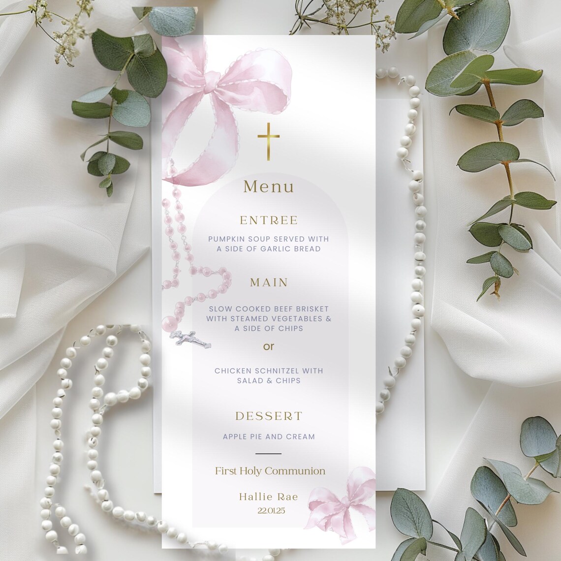 Menu for First Communion, Minimal Baptism or Christening Dinner ...