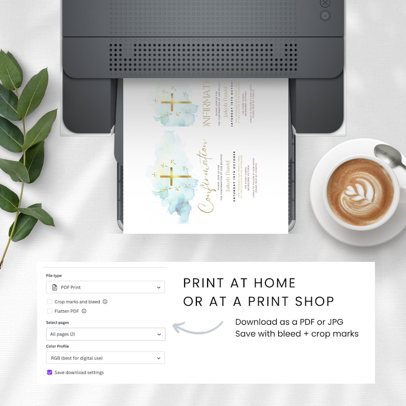 Confirmation Invitation for Boys, Catholic Invite Blue, Editable ...