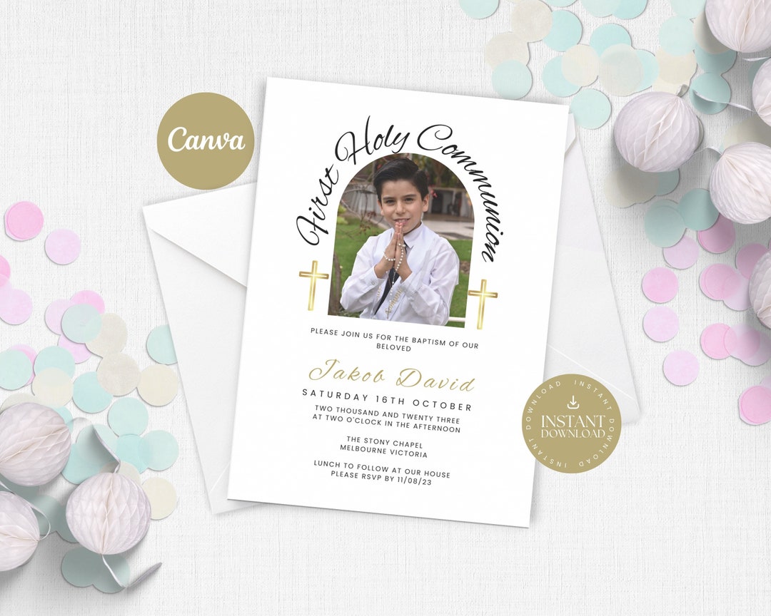 Editable Holy Communion Invitation Card Template First Holy - Etsy