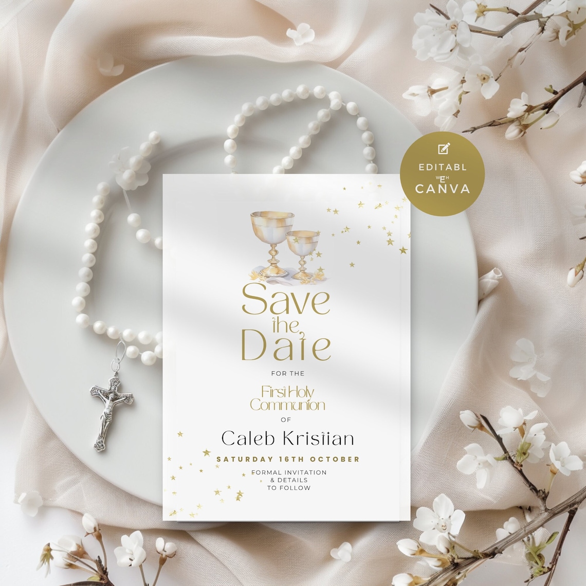 First Communion Save the Date, Catholic Chalice Holy Communion ...