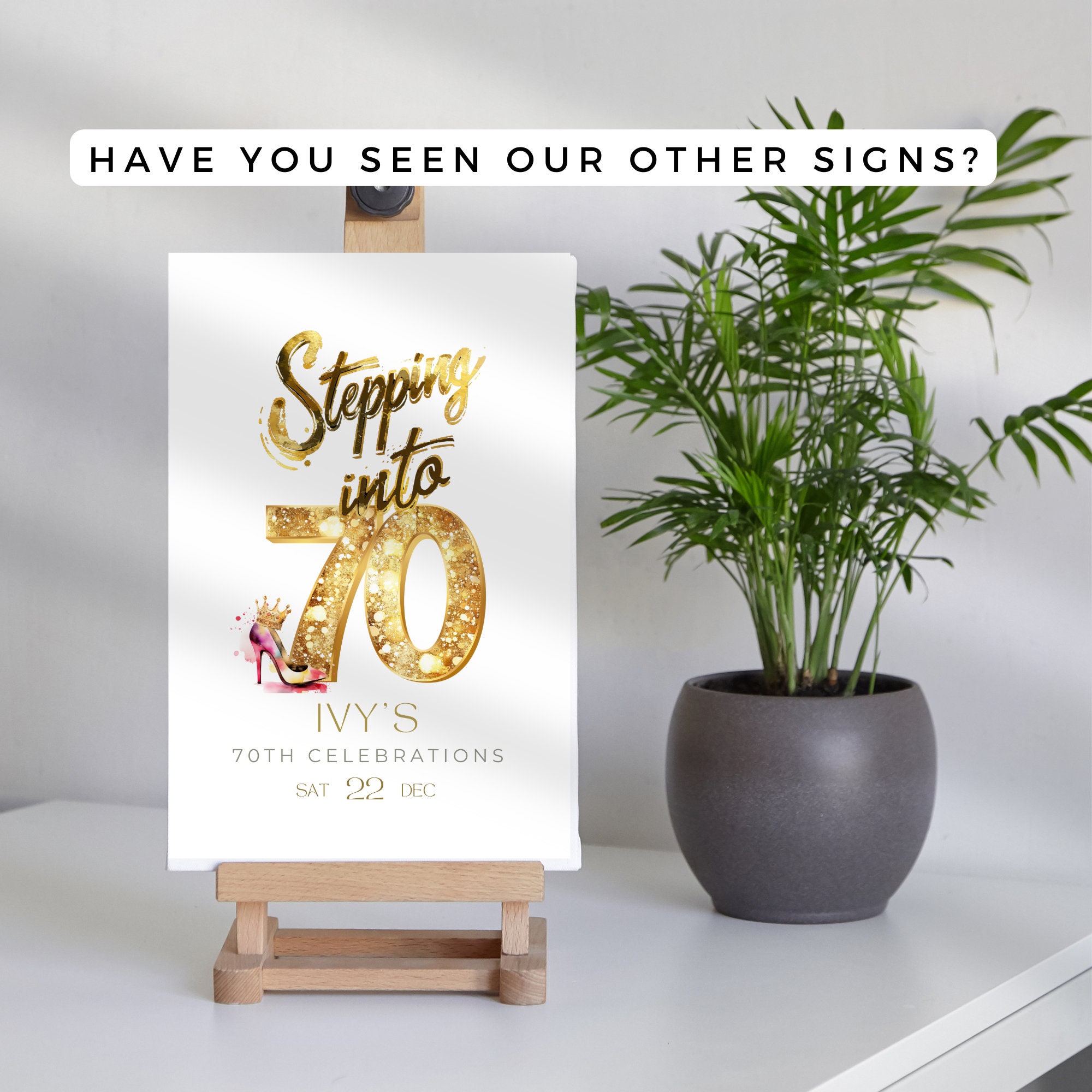 70th Birthday Welcome Sign, Stepping Into 70 Party Decor Poster With ...