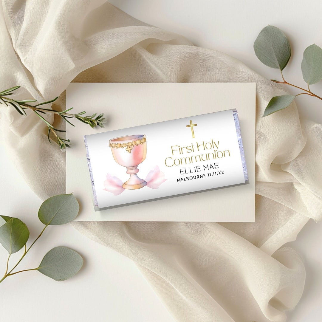 First Holy Communion Candy Bar Wrapper, Hershey Chocolate Bar Label ...